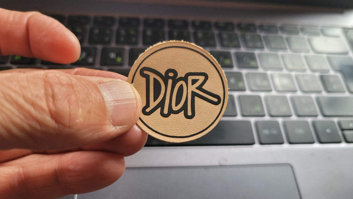 Dior Logo – Real Leather Iron-On Patch – Customisation Club